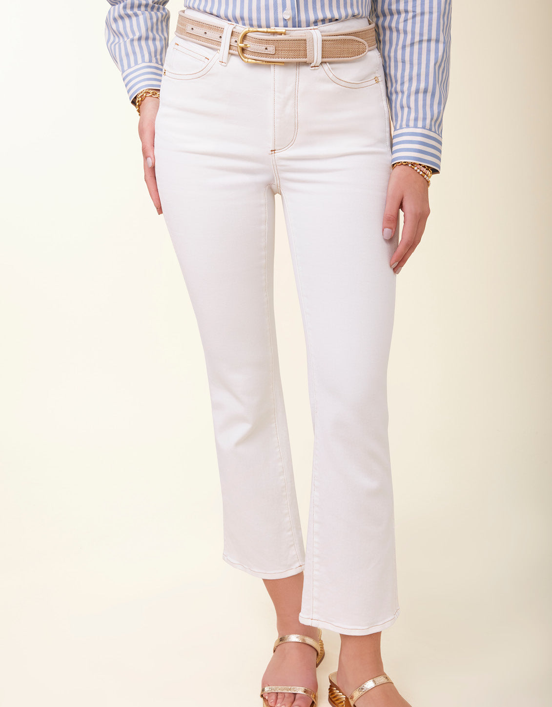Rowen Kick Flare Jean Pearl White