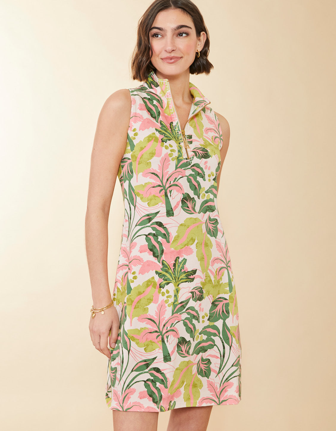 Serena Half-Zip Dress Clara Palm Paradise