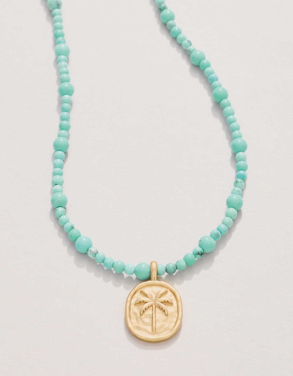 Harmony Beaded Necklace 17" Turquoise/Palm Tree