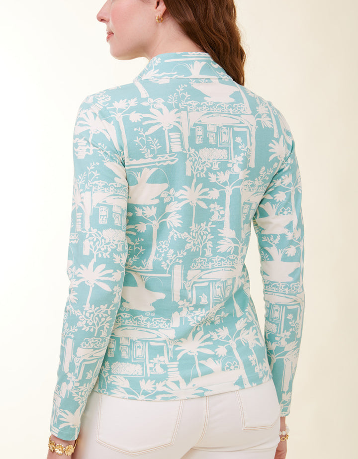 Nora Half-Zip Top Enclave Palm Scene Aqua Haze