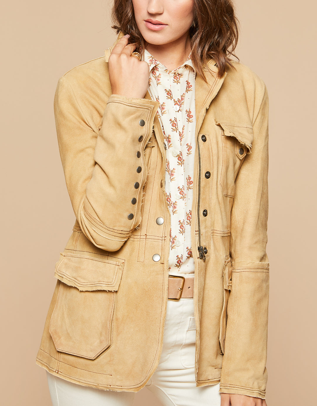 Meryl Waxed Suede Jacket Chamois