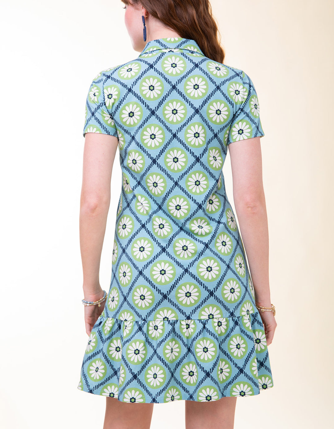 Joelle Short Sleeve Polo Dress Strathy Hall Daisy Geo