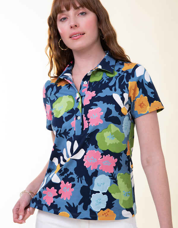 Joelle Polo Top Strathy Hall Abstract Floral