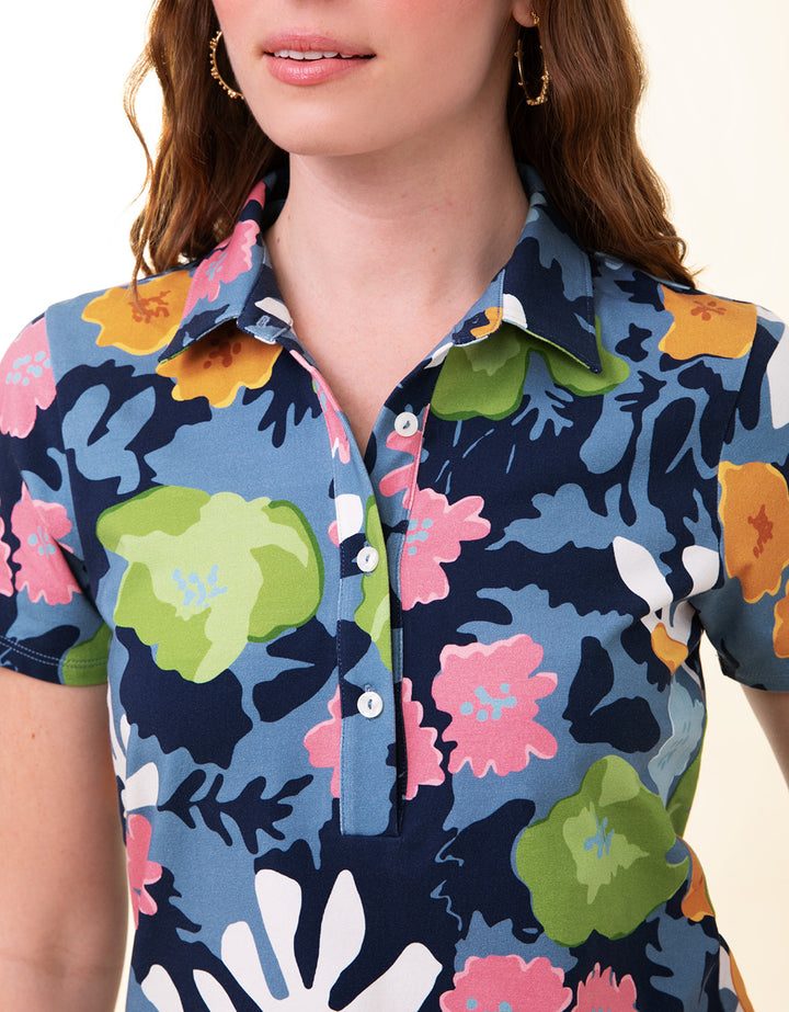 Joelle Polo Top Strathy Hall Abstract Floral