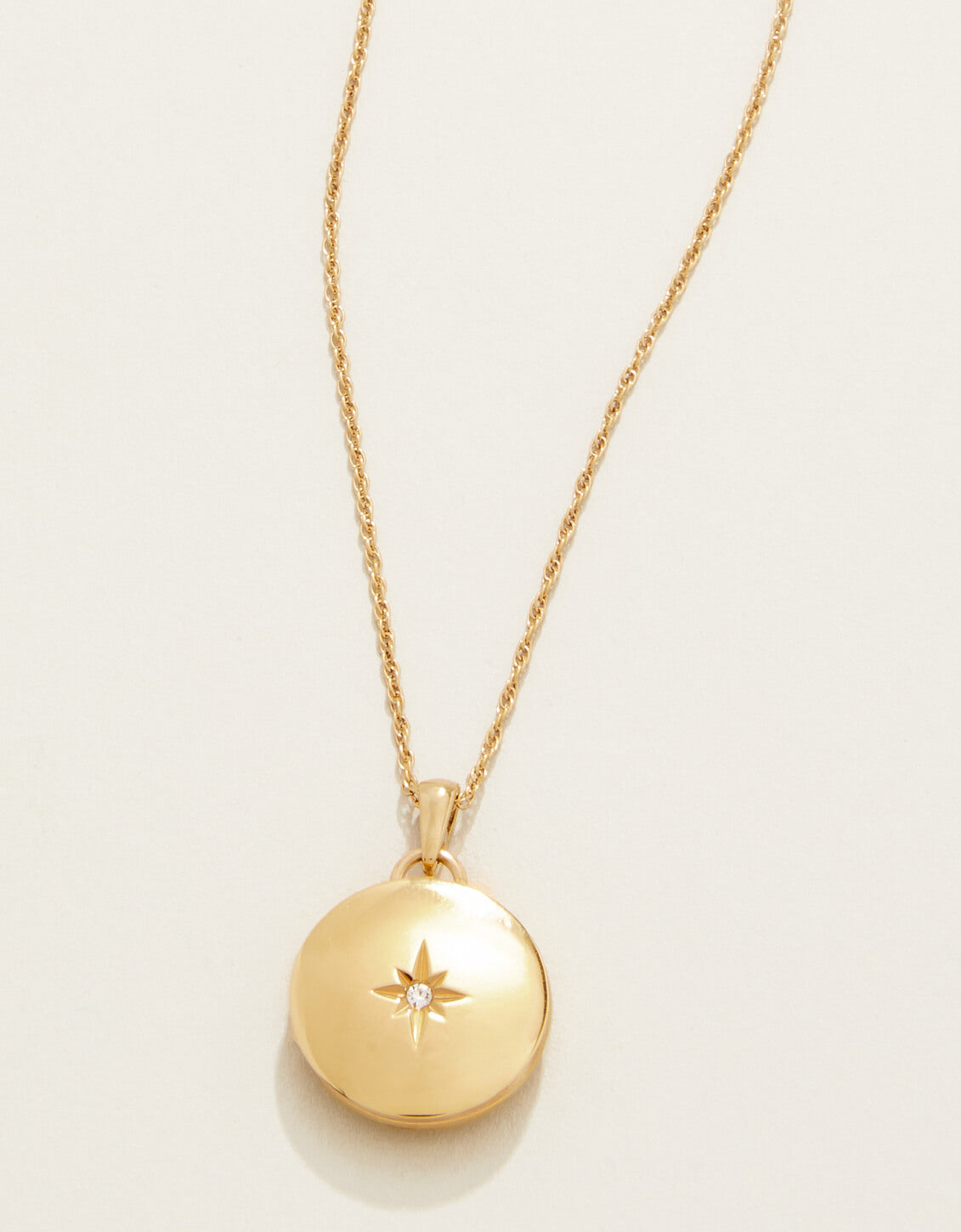 Mini Round Locket Necklace Starburst
