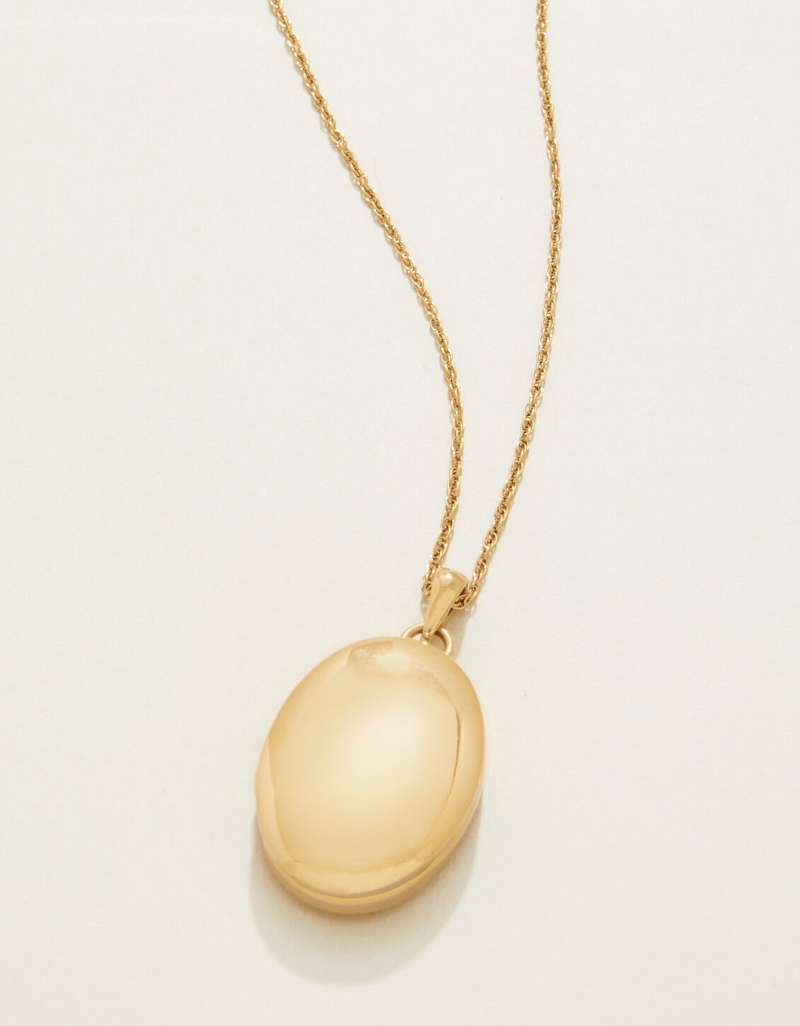 Mini Oval Locket Necklace 17" Gold