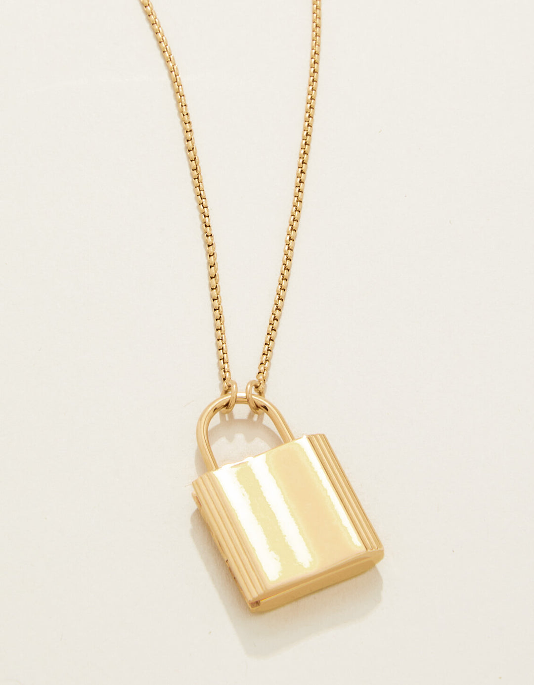 Mini Padlock Locket Necklace 18" Gold