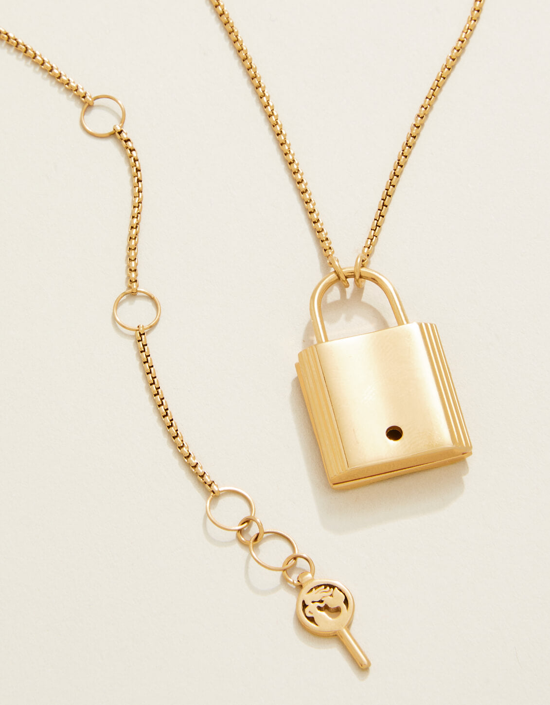 Mini Padlock Locket Necklace 18" Gold