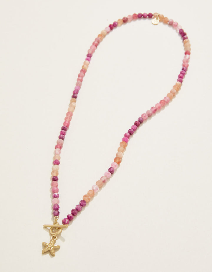 Calm Waters Necklace Ruby/Sunstone