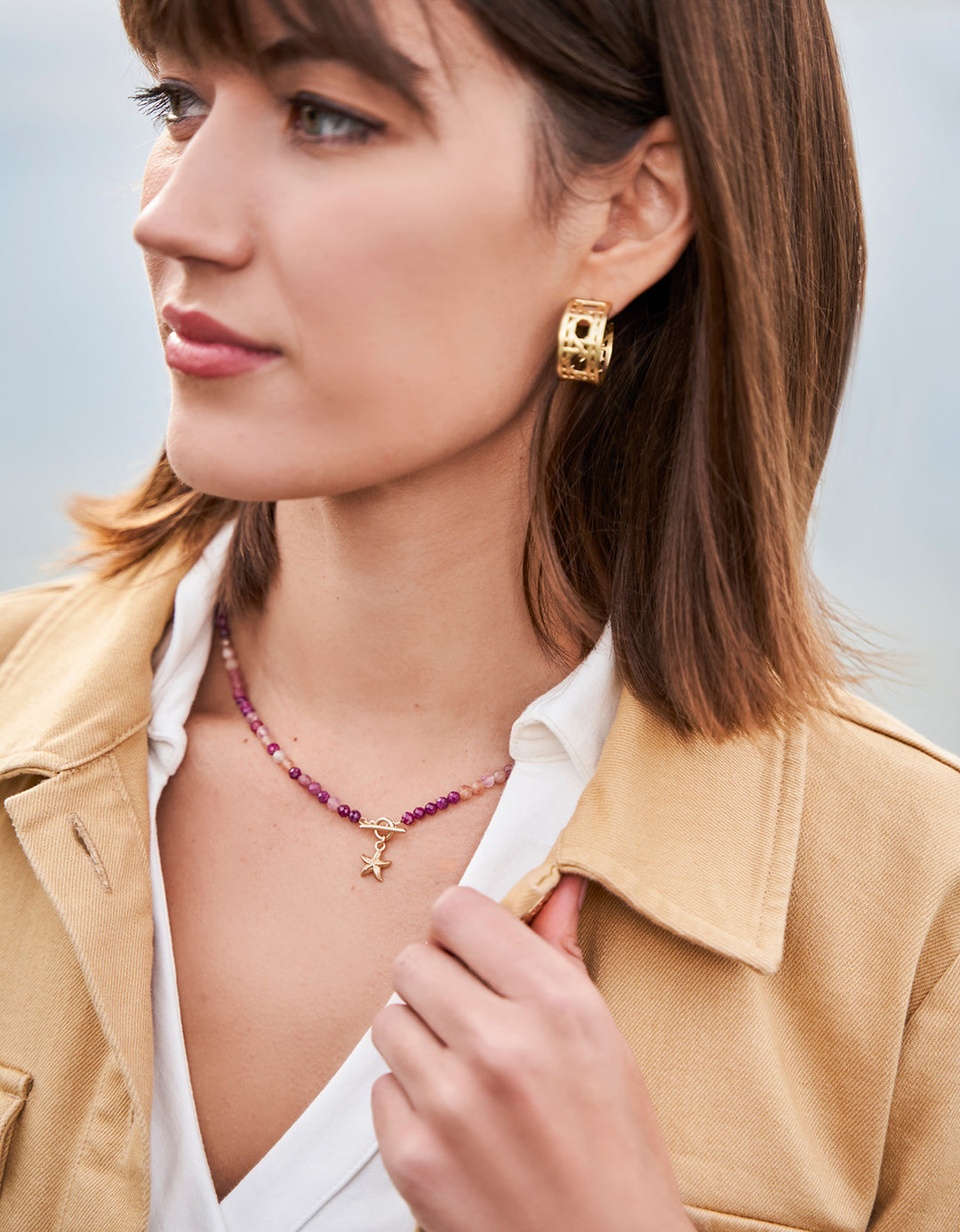 Calm Waters Necklace Ruby/Sunstone