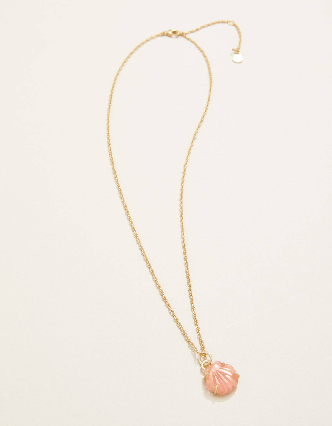 Carved Shell Necklace 18" Coral