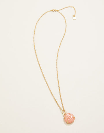 Carved Shell Necklace 18" Coral