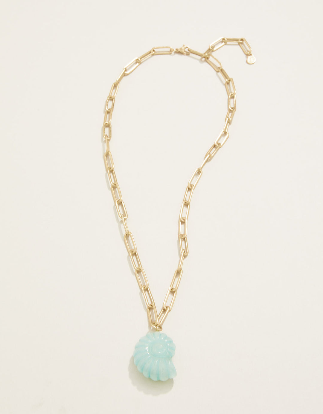 Carved Moon Shell Necklace 18" Jade
