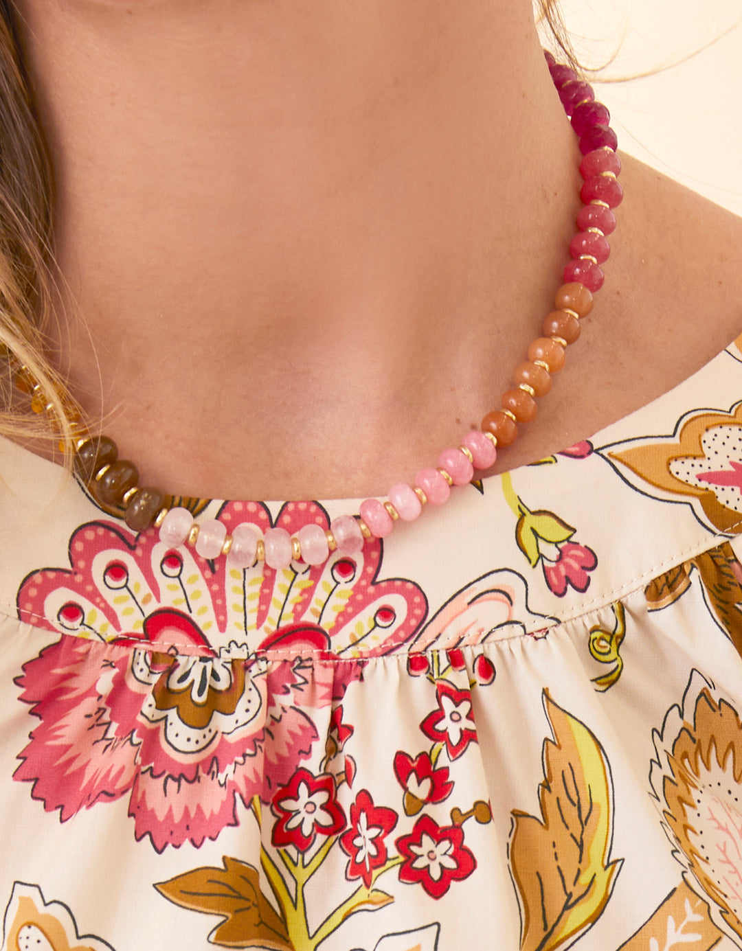 Sawyer Stone Necklace 17" Warm Multi