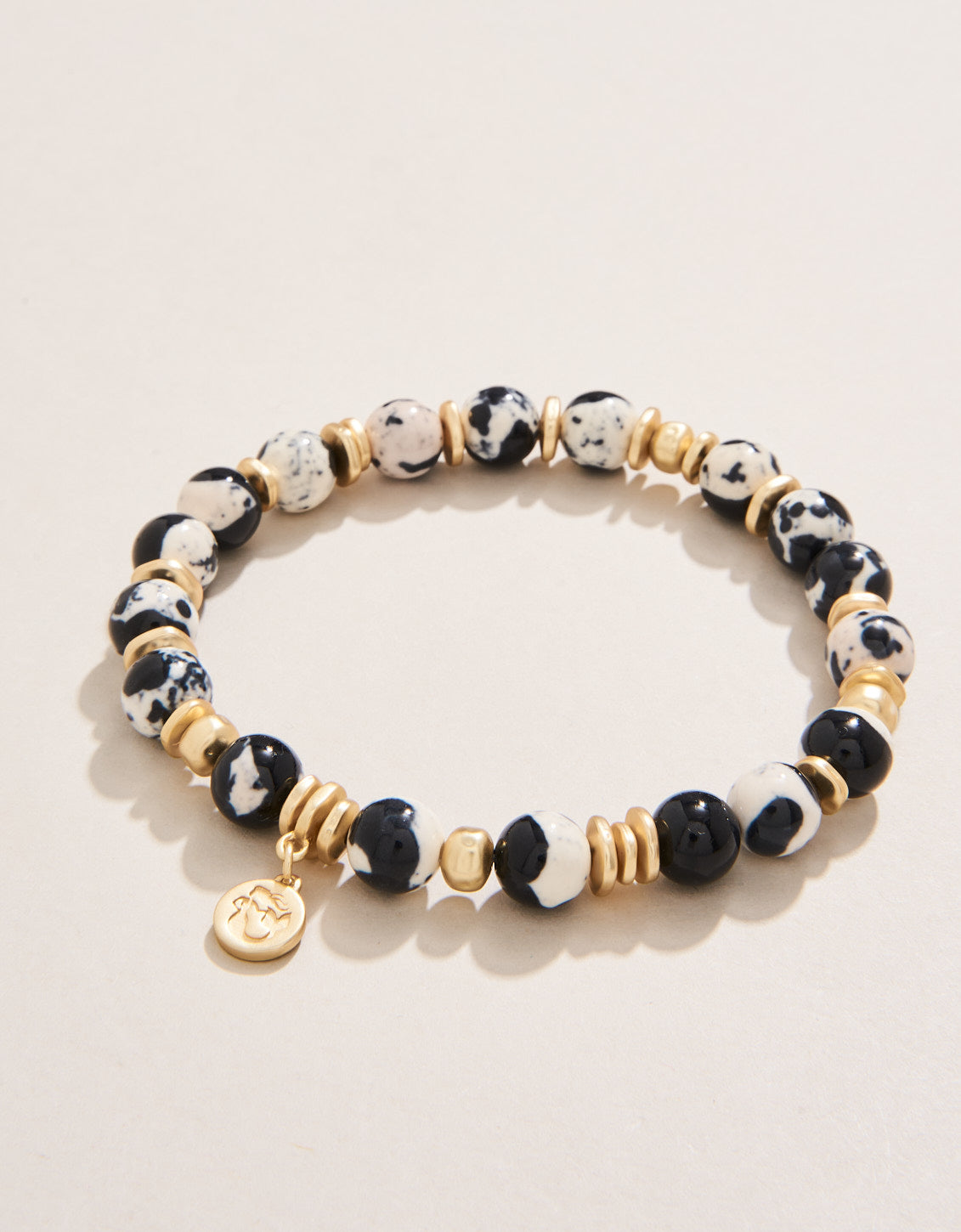 Stone Stretch Bracelet 8mm Marbled Black