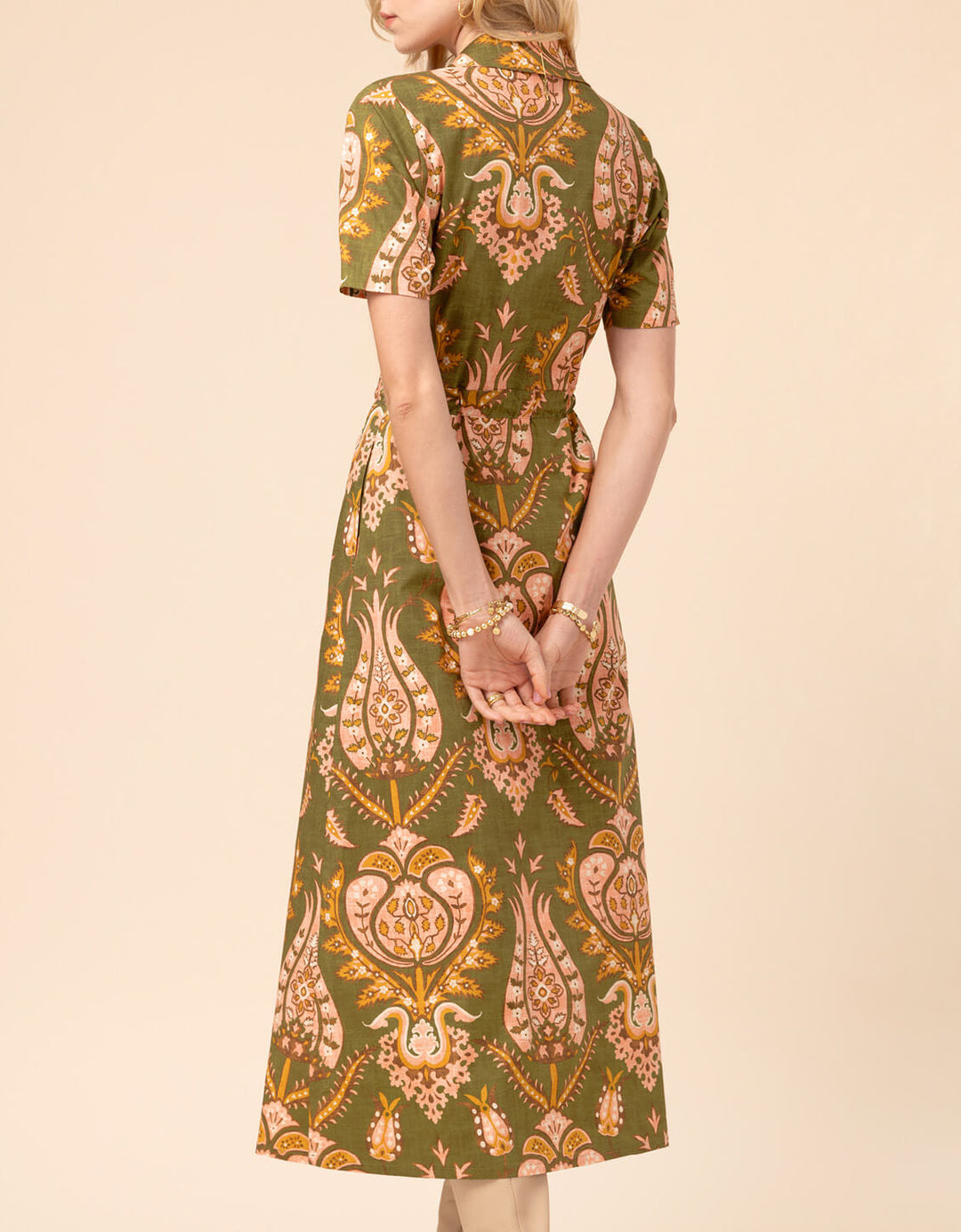 Allison Midi Dress Mercer House Damask Olive