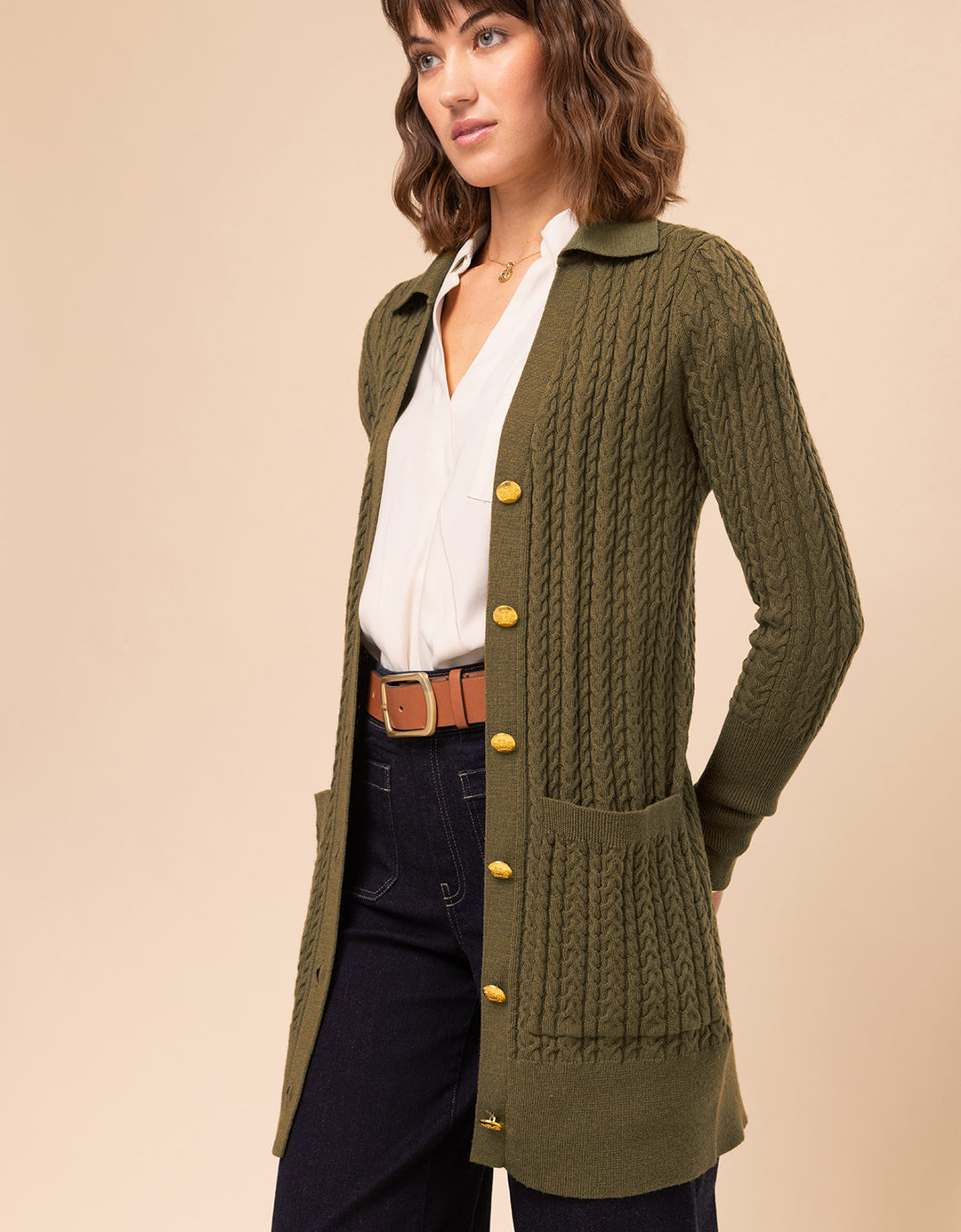 Toni Long Cardigan Olive