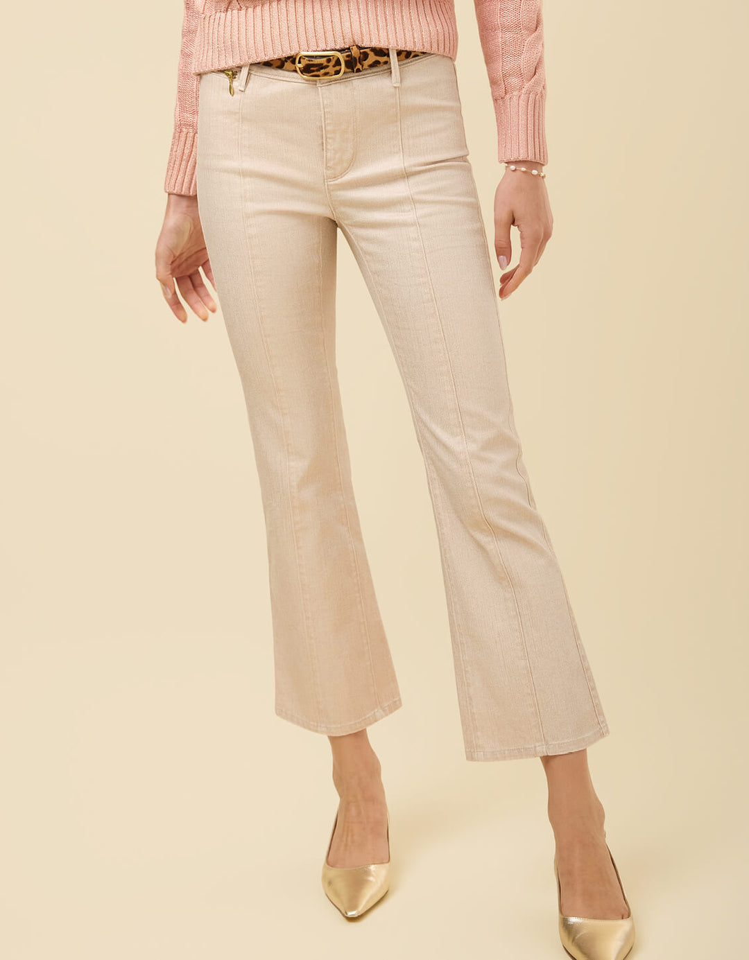 Mallory Kick Flare Jean Metallic Champagne