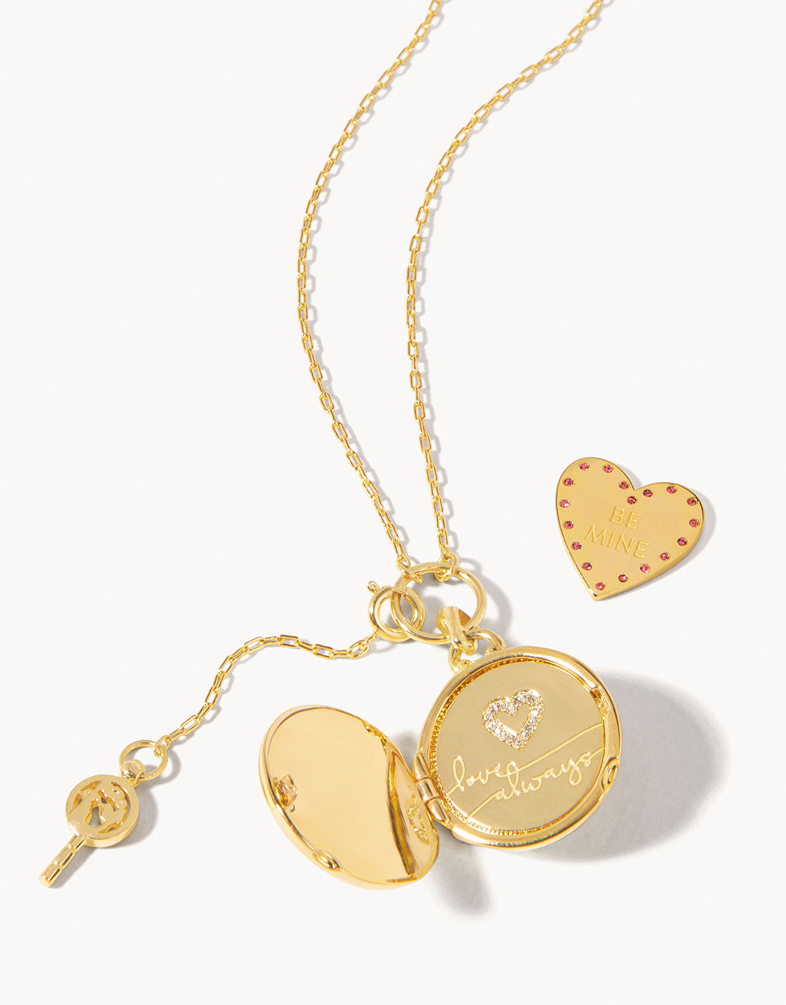 Round Locket Slide Necklace 28" Pearlescent Diamond