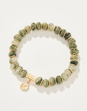 Stone Stretch Bracelet 8mm Silver Leaf Jasper