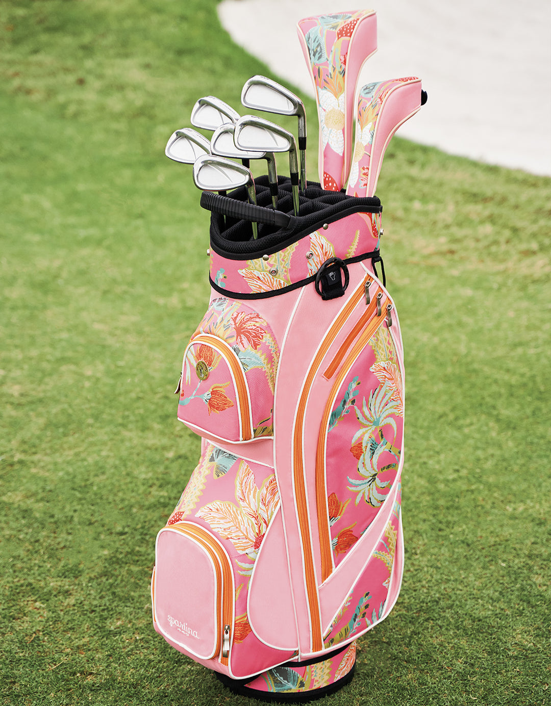 Golf Cart Bag Queenie Tropical Floral Pink