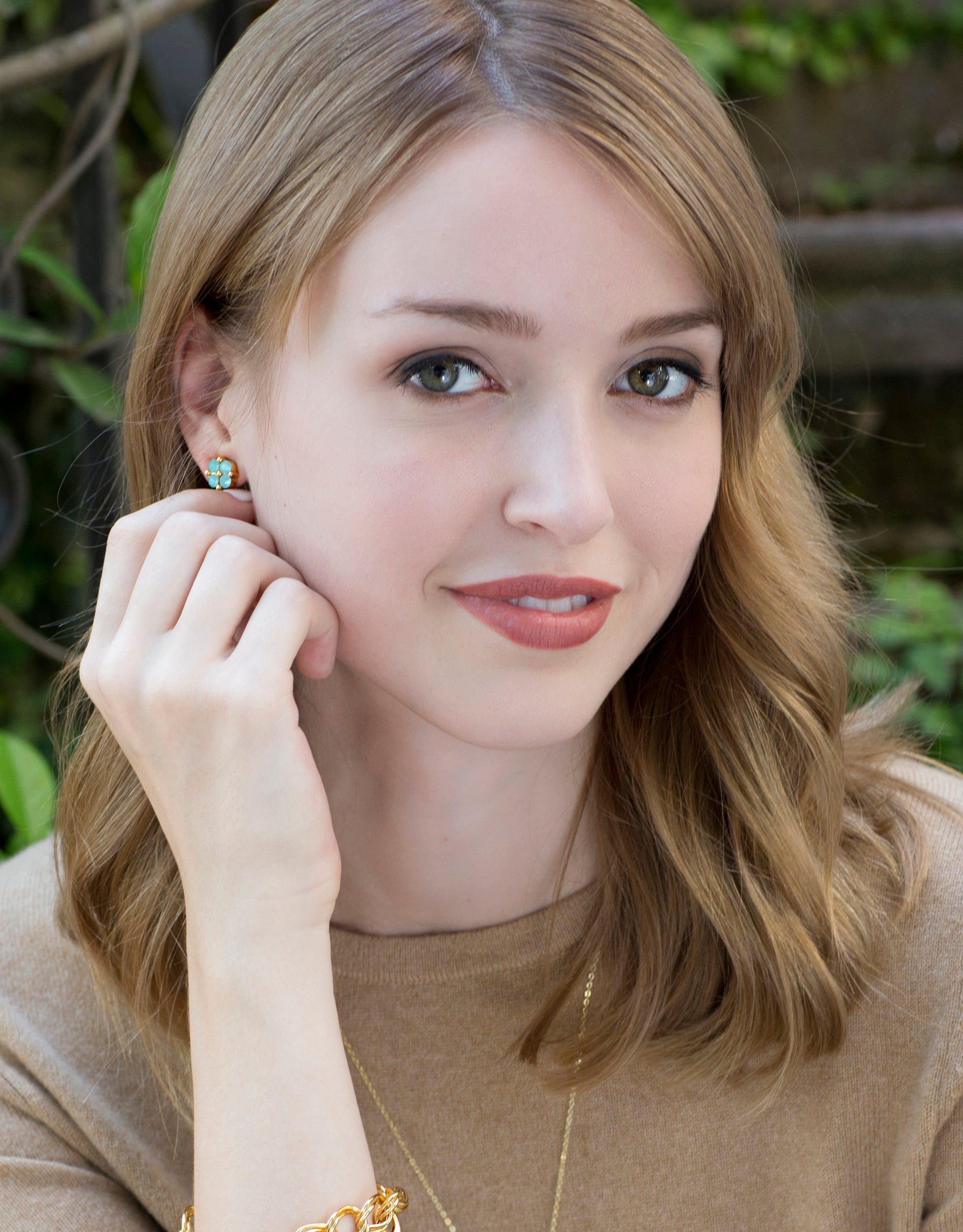 Clover Gem Stud Earrings